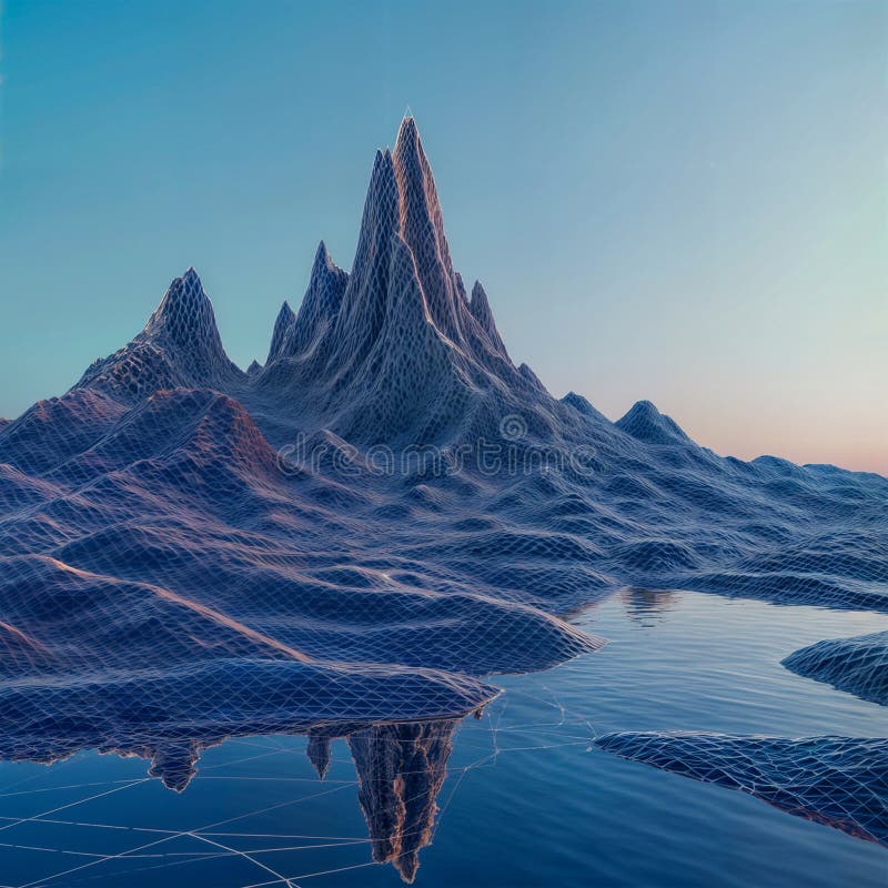 Digital Representation of a Mountain Landscape with Reflections in a ...