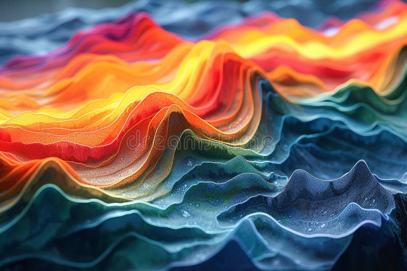 Digital Representation of Mountainous Terrain with Colorful Elevation ...