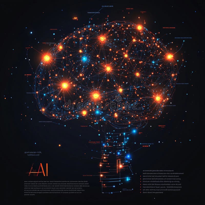 Digital Representation of Neural Connections Illustrating Artificial ...