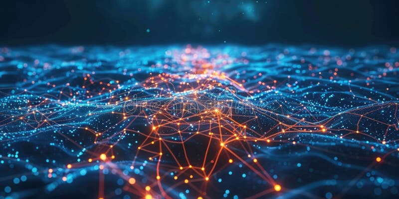 Digital Representation of a Network with Glowing Nodes and Connections ...