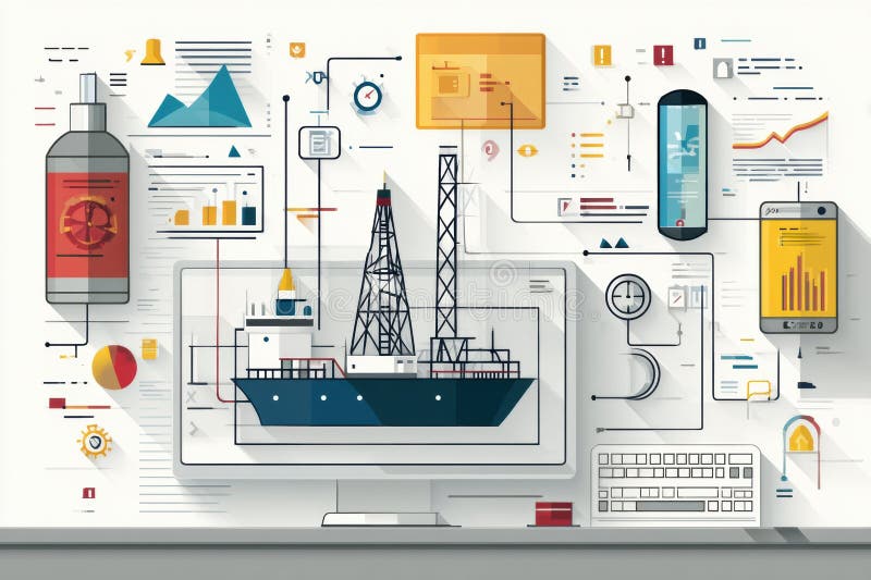 Digital Representation of an Oil Rig with Diverse Technical Elements ...