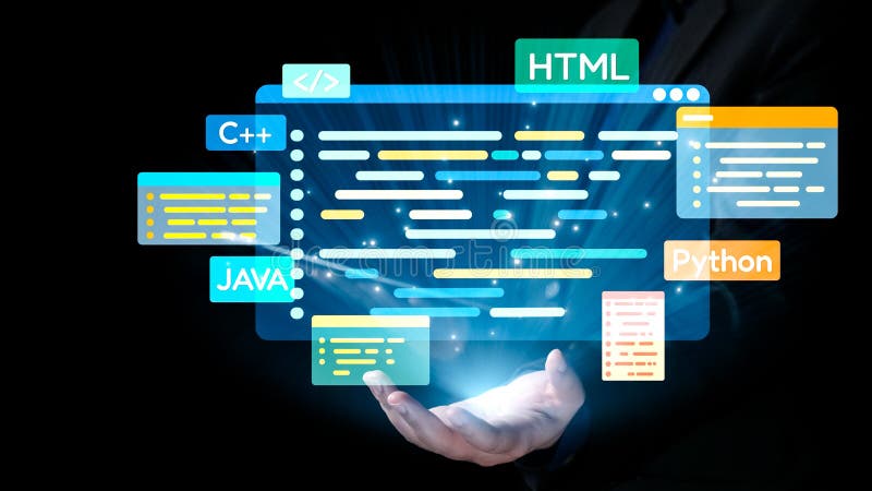 Digital Representation of Programming Languages with a Human Hand Holding Code Snippets and ...