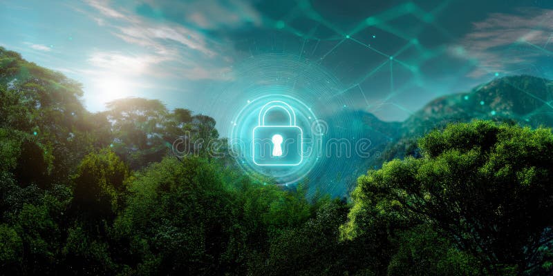 Digital Representation of Security in a Serene Natural Landscape with ...
