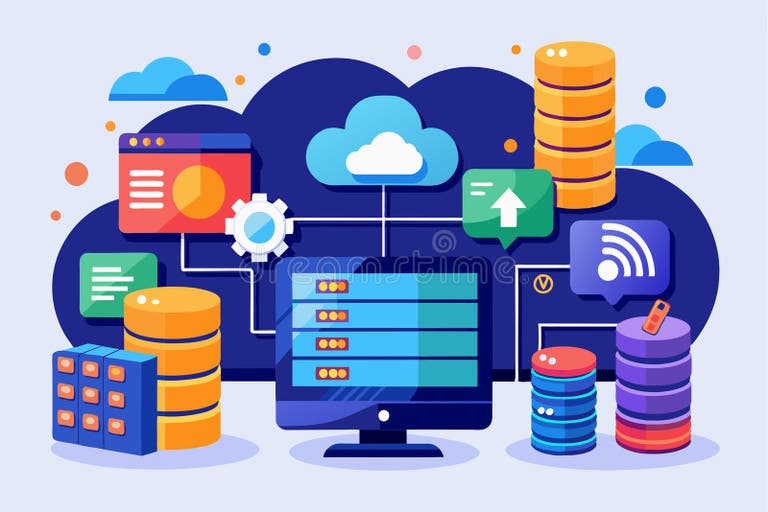 A Digital Representation Showcases a Cloud-based Data Storage System ...