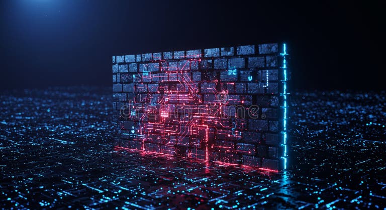 A Digital Representation Shows a Brick Wall in a Virtual Space. the ...