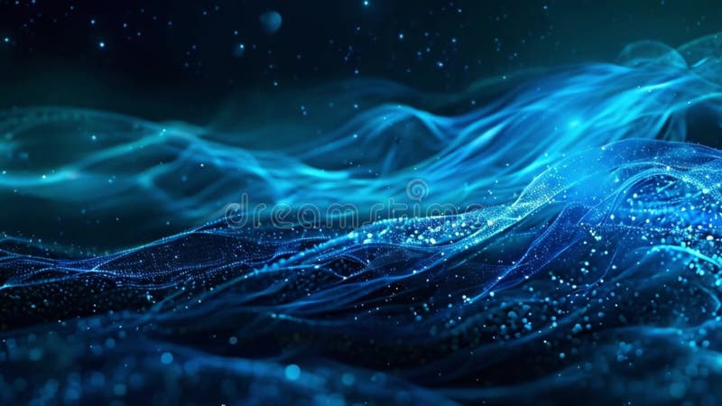 Ethereal Blue Waves in Abstract Digital Backdrop Stock Video - Video of ...