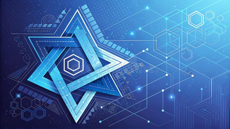 Stylized Blue Star with Abstract Geometric Background Stock ...