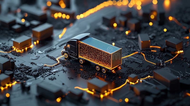 A Digital Representation of a Truck Navigating a Circuit Board ...