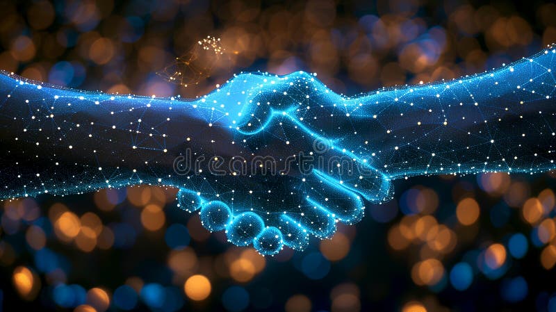 Digital Representation of Two Hands Shaking, Symbolizing Partnership ...