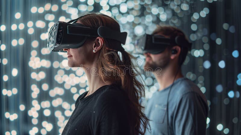 A Digital Representation of a Virtual Reality Headset with Glowing Neon ...