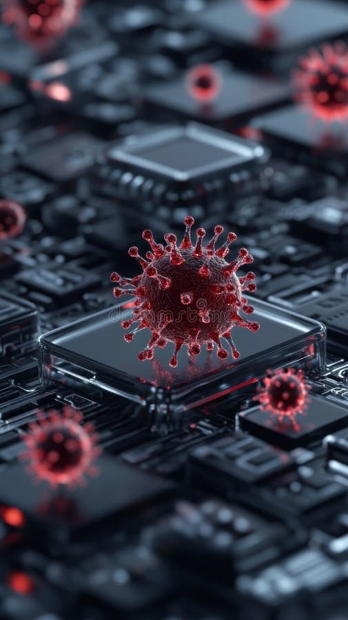 Digital Representation of a Virus Affecting Microchips in a High-tech ...