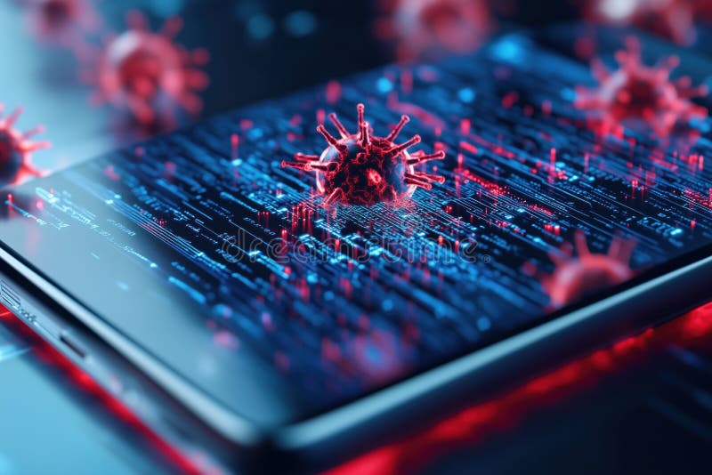 Digital Representation of a Virus Attacking a Smartphone in a Modern ...