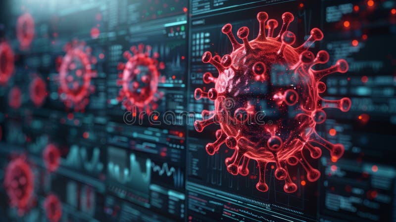 Digital Representation of Virus Cells on a Futuristic Interface ...