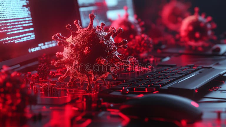 Digital Representation of Virus Computer Keyboard, Symbolizing Cyber ...