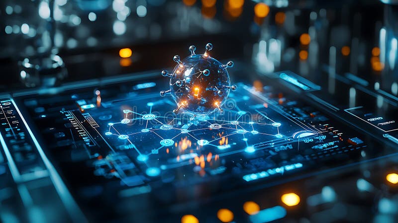 Digital Representation of Virus on Futuristic Interface, Showcasing ...
