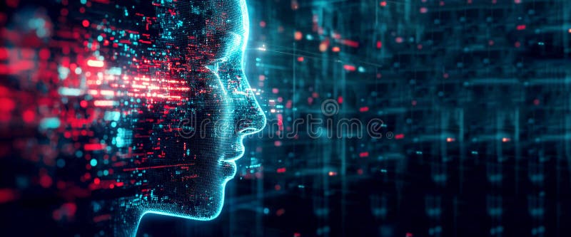 A Digital Representation of a Woman Face, Seamlessly Blending Human ...