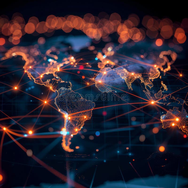 A Digital Representation of the World with Interconnected Network Lines ...