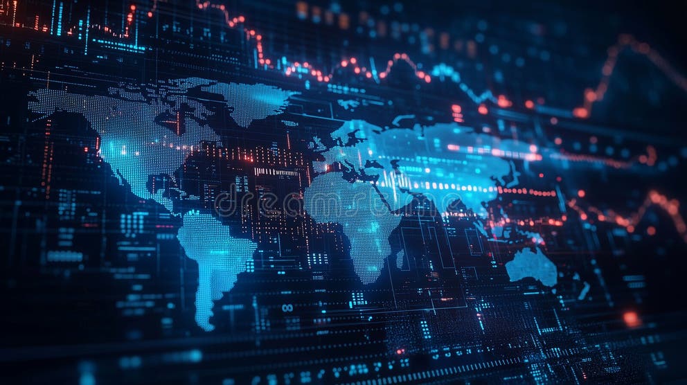 Digital Representation of a World Map with Data Visualization Patterns ...