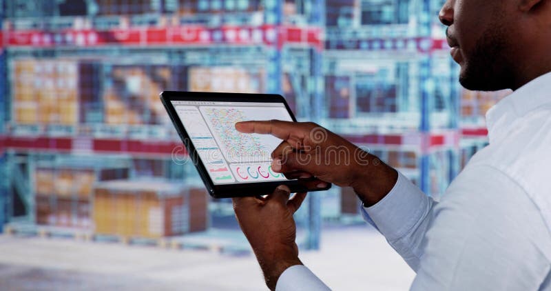 Digital Retail Technology and Warehouse Inventory Stock Photo - Image ...