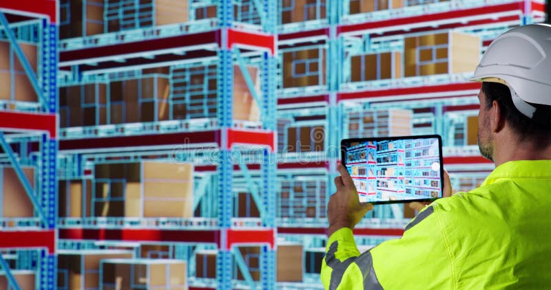 Digital Retail Technology and Warehouse Inventory Stock Image - Image ...