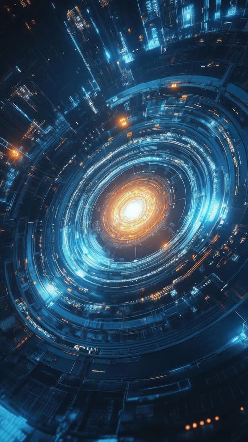 Digital Rings, Futuristic Data Streams Visualized with Glowing Circuits ...