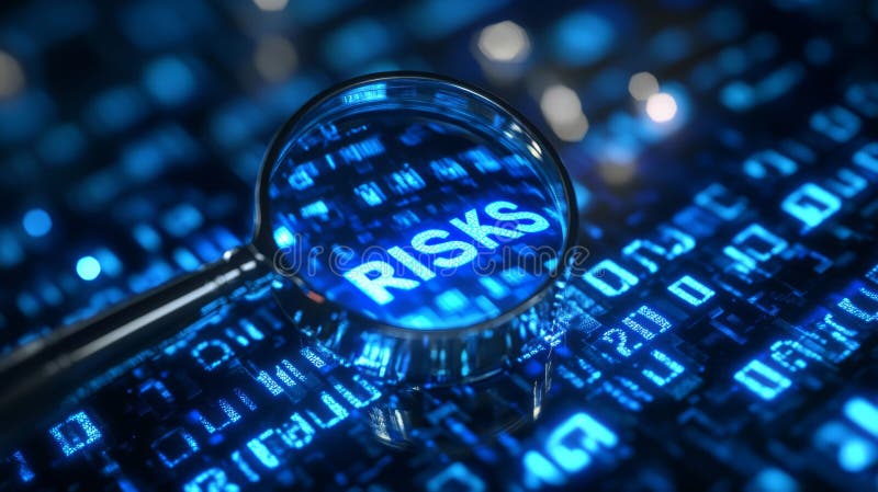 Digital Risks Magnified: Blue Technology Background Stock Illustration ...