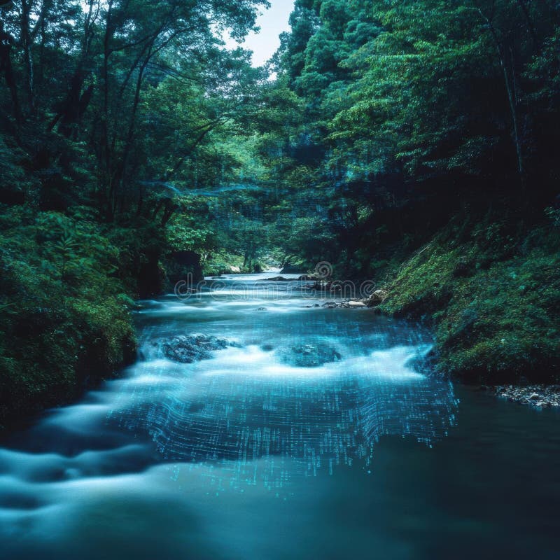Digital River, the Intersection of Nature and Technology Stock Photo ...