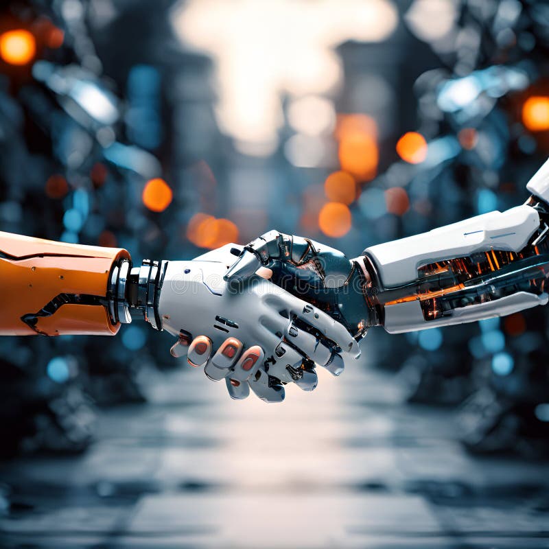 Handshake between Robots, Robo Hand Shaking Technological Background ...