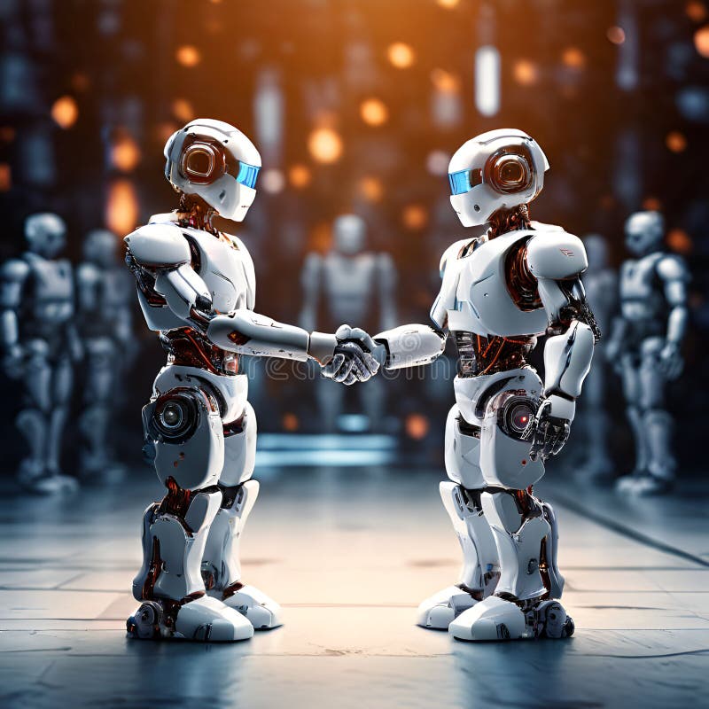Handshake between Robots, Robo Hand Shaking Technological Background ...
