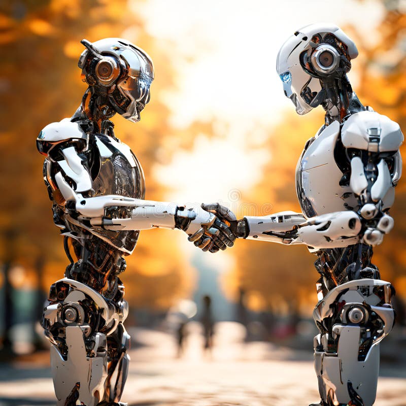 Handshake between Robots, Robo Hand Shaking Technological Background ...
