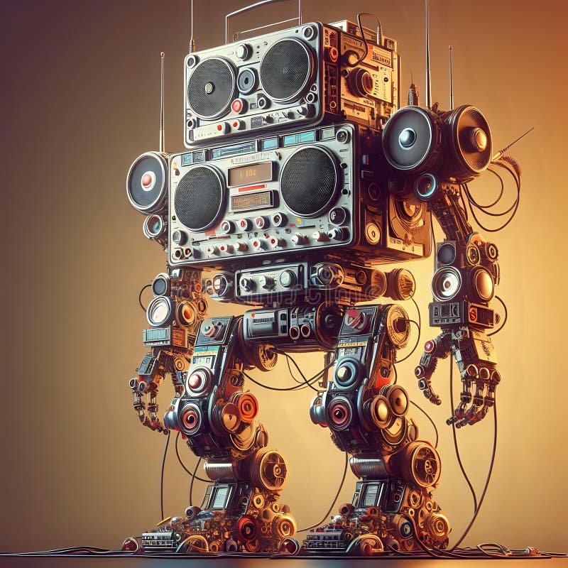 Digital robot and music stock illustration. Illustration of digital ...