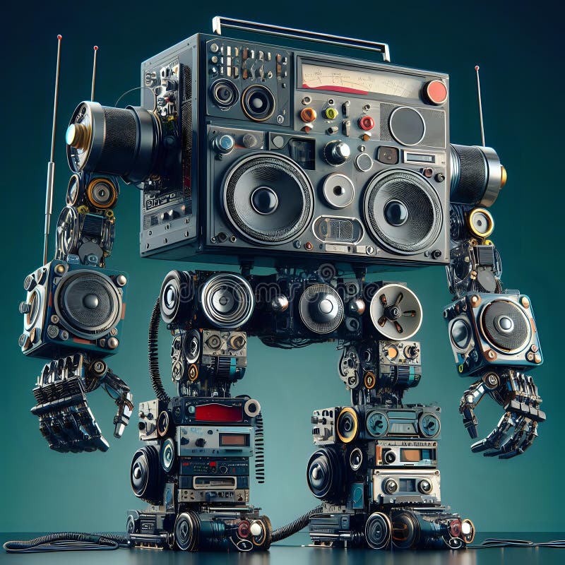 Digital robot and music stock illustration. Illustration of circle ...