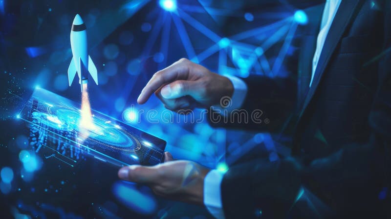 The Digital Rocket Launch. AI Generated Stock Photo - Image of computer ...