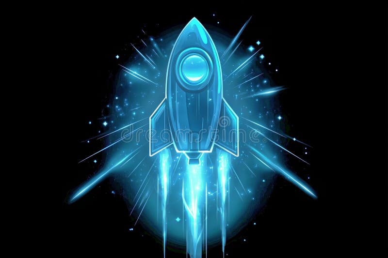 Digital Rocket Launch in a Futuristic Space Environment with Vibrant ...