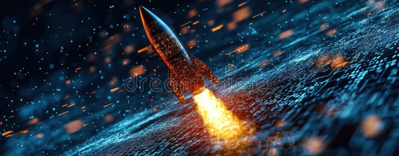 Digital Rocket Launch Innovation and Technological Advancement Stock ...