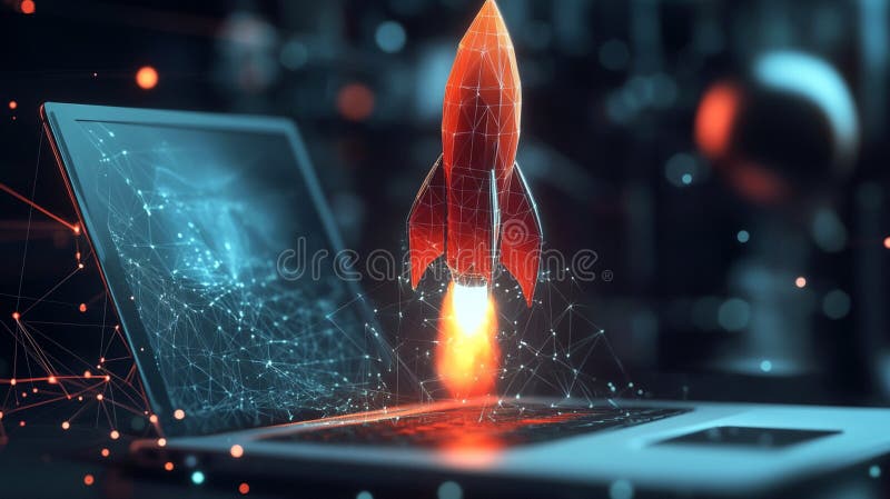 Digital Rocket Launch Startup Technology Innovation Success Business ...