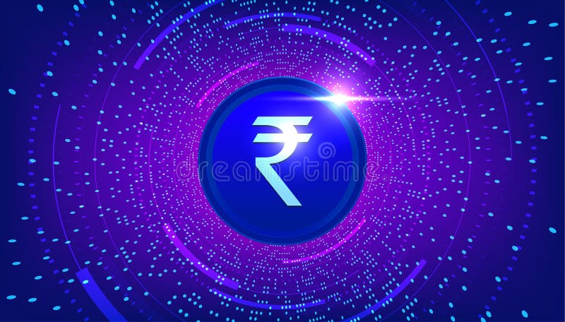 Digital Rupee Currency, CBDC Currency Futuristic Digital Money on Blue ...