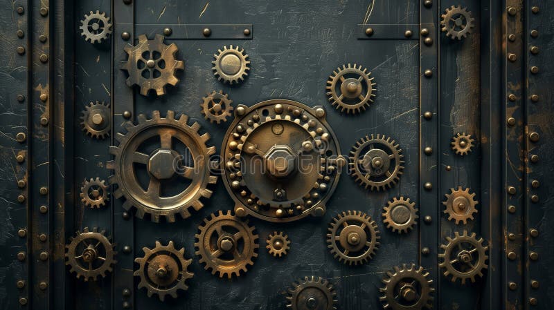 Digital Safe Door with Encrypted Code and Gears Stock Photo - Image of ...