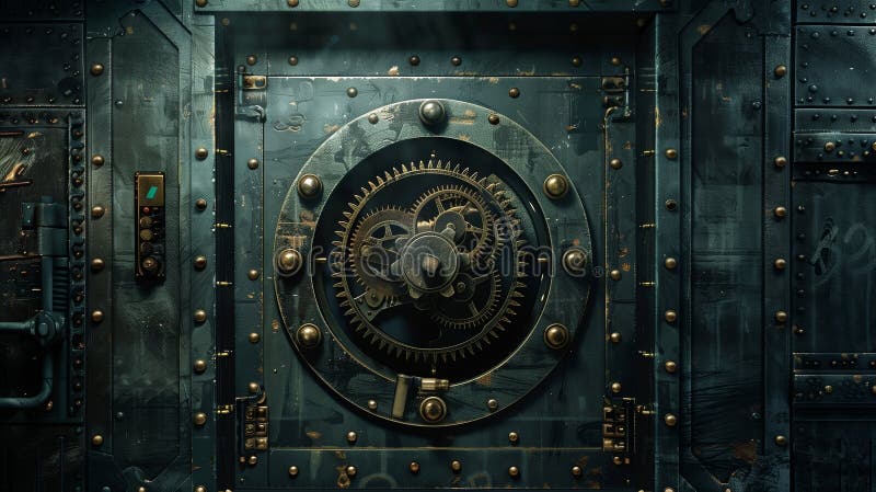 Digital Safe Door with Encrypted Code and Gears Stock Image - Image of ...