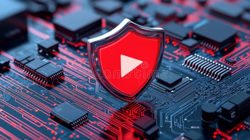 A Digital Safety Barrier on a Microchip, Symbolizing Cybersecurity and ...