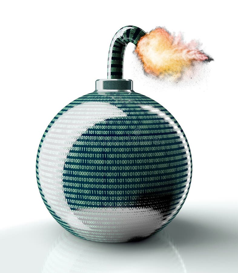 Digital Safety Concept Computer Bomb Isolated on White Stock ...