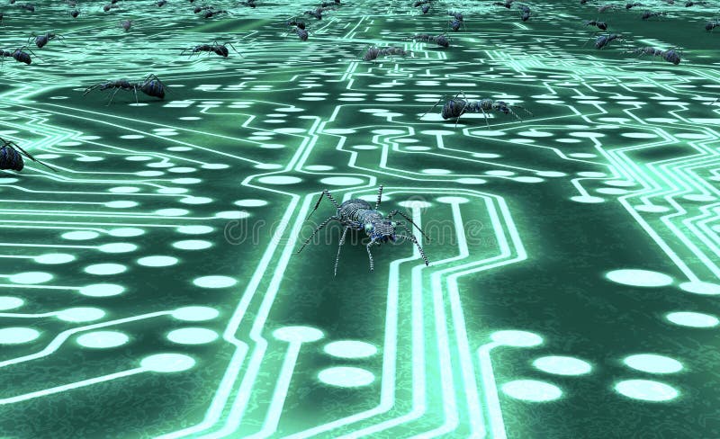 Digital Safety Concept Computer Bug in Electronic Environment Stock ...