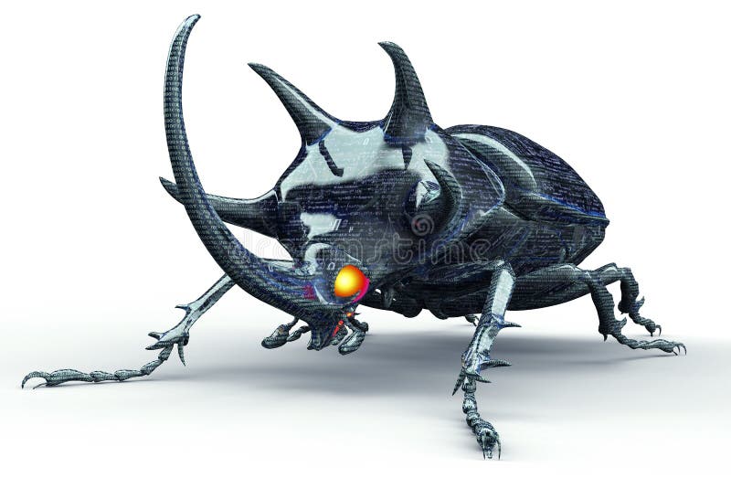 Digital Safety Concept Computer Bug on White, 3D Illustration Stock ...