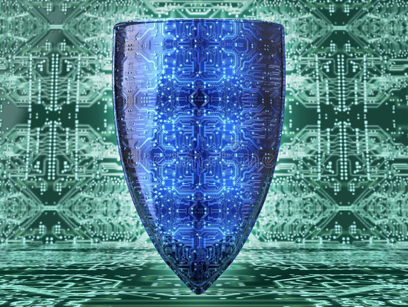 Digital Safety Concept Computer Shield in Electronic Environment Stock ...