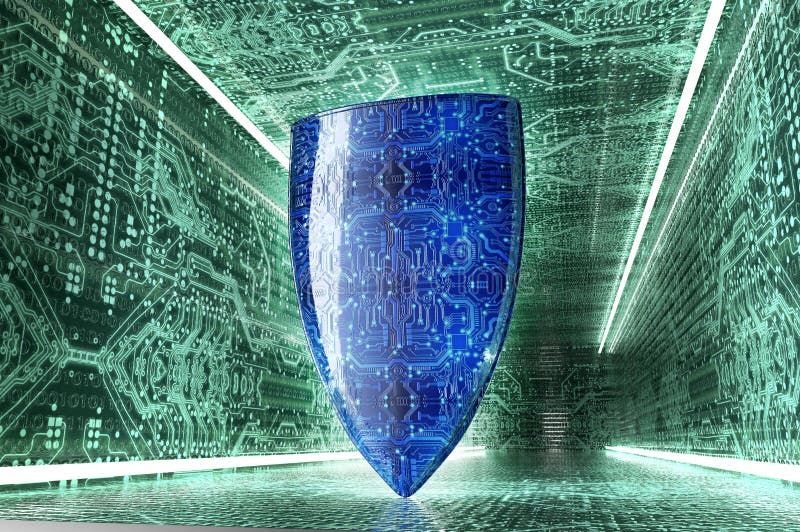 Computer Shield Line Icon, Privacy Data Protection and Internet Stock ...