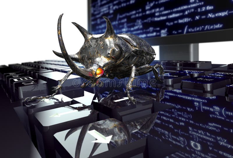 Digital Safety Concept Electronic Bug on Computer Keyboard Stock ...