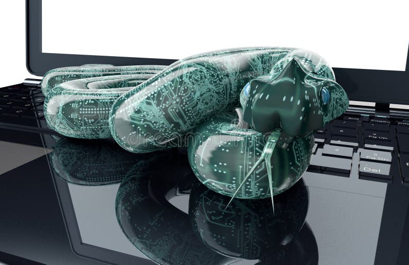 Digital Safety Concept Electronic Computer Snake Stock Illustration ...