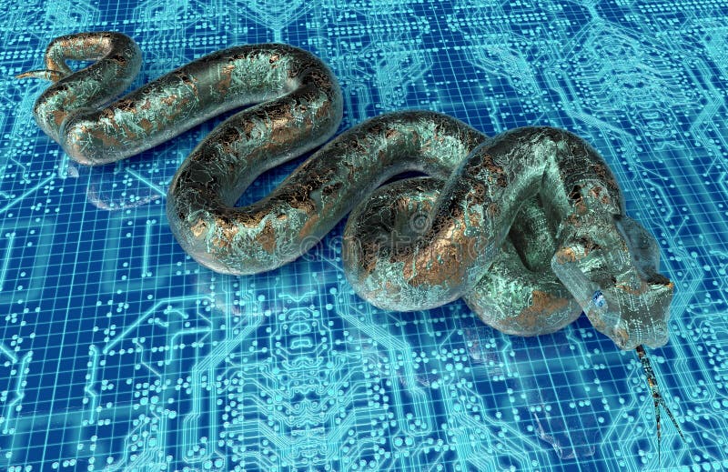 Digital Safety Concept Electronic Computer Snake Stock Illustration ...