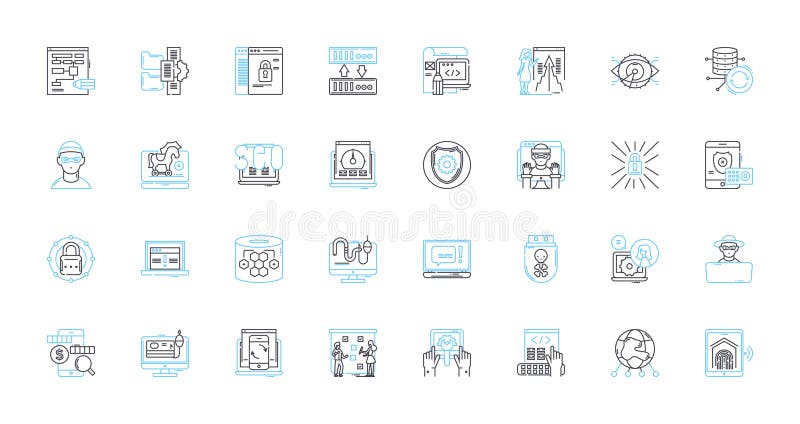 Digital Safety Linear Icons Set. Security, Privacy, Cybersecurity ...
