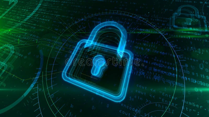 Digital Safety with Padlock Symbol Stock Illustration - Illustration of ...